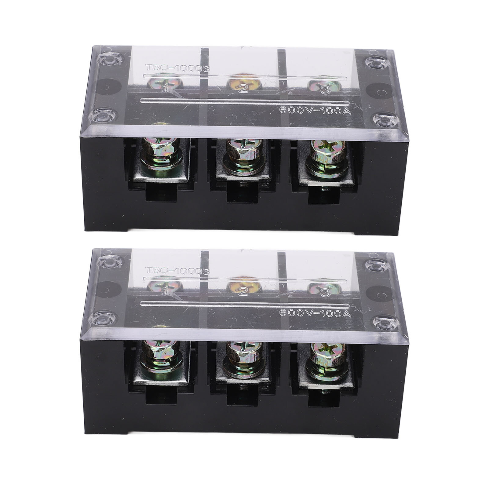 Клеммная колодка 2 шт. 100 А 600 В TBC фиксированного типа из поликарбоната, двухрядная винтовая клеммная колодка для распределительных систем освещения 3 бита (1003)