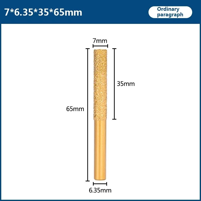 XCAN фреза с прямым хвостовиком, паяная алмазная фреза для кварцевого камня, мрамора, гранита, керамической плитки, обрезки 7X6.35X35X65 ord
