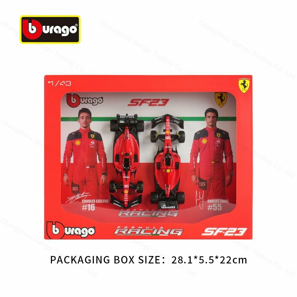 Комбинированный набор Bburago 1:43 Ferrari 2023 SF-23 Формульный болид Формулы-1, Литые под давлением автомобили, коллекционная модель гоночных игрушек
