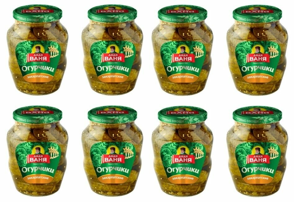 Дядя Ваня Огурчики маринованные Закарпатские 680 г, 8 банок в коробке