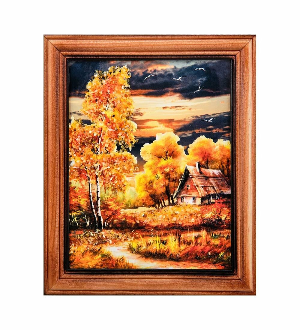 Картина "Красота природы" (с янтарной крошкой) дер. краш. рамка 12х15 A2181827