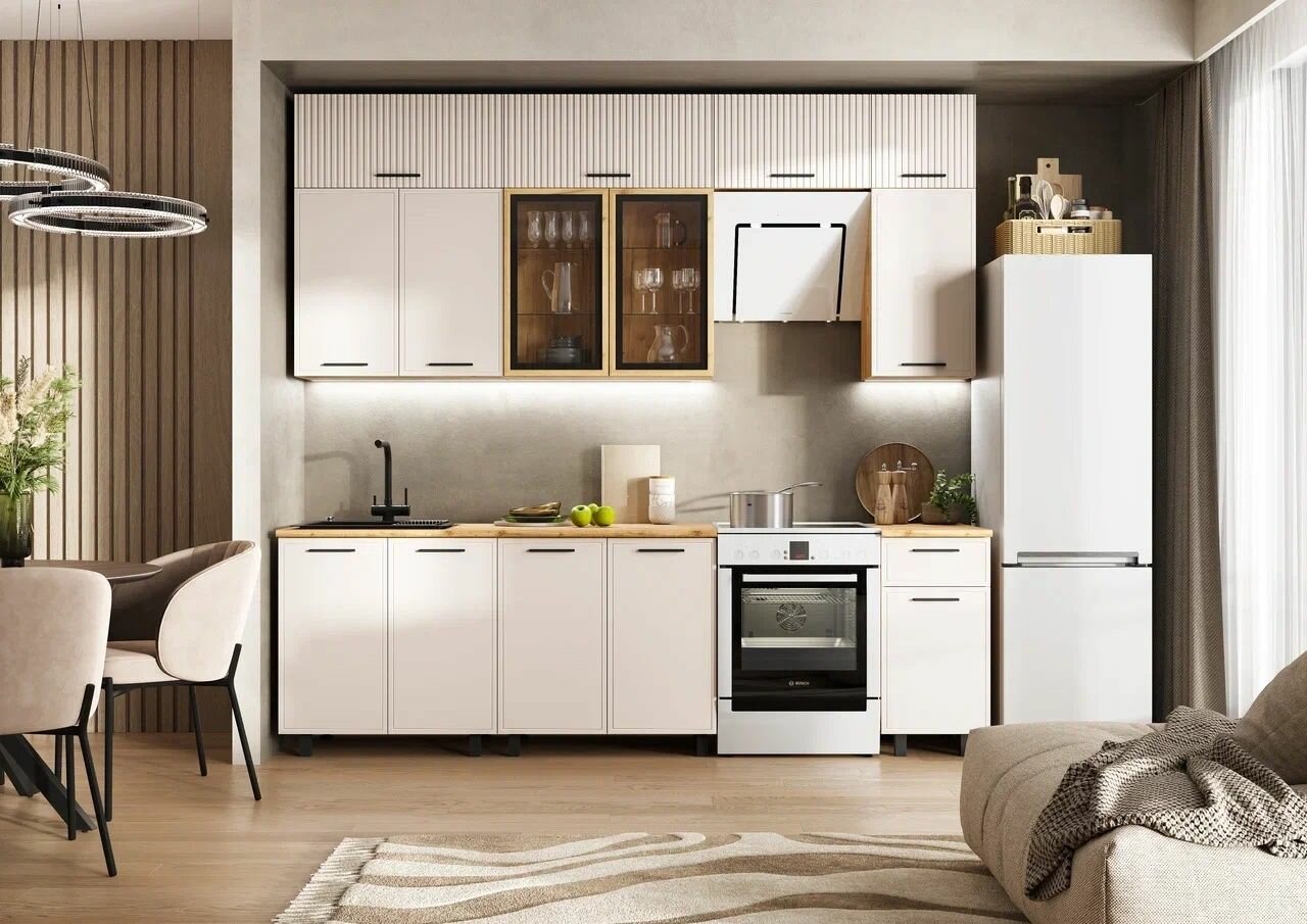 Кухня Бьянка 2,6 м Кашемир, Дуб Крафт