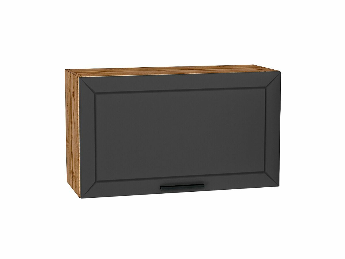 Шкаф верхний горизонтальный Глетчер, цвет фасада Маренго Силк, цвет каркаса Дуб Вотан, 460*800*318 мм