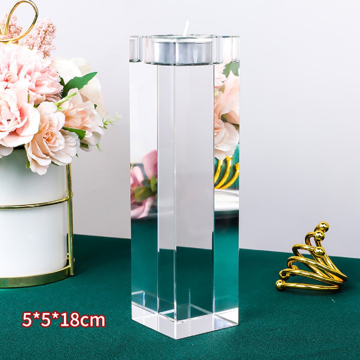 Хрустальный подсвечник "Элегантная русская классика", для романтического ужина, прозрачный, без свечи