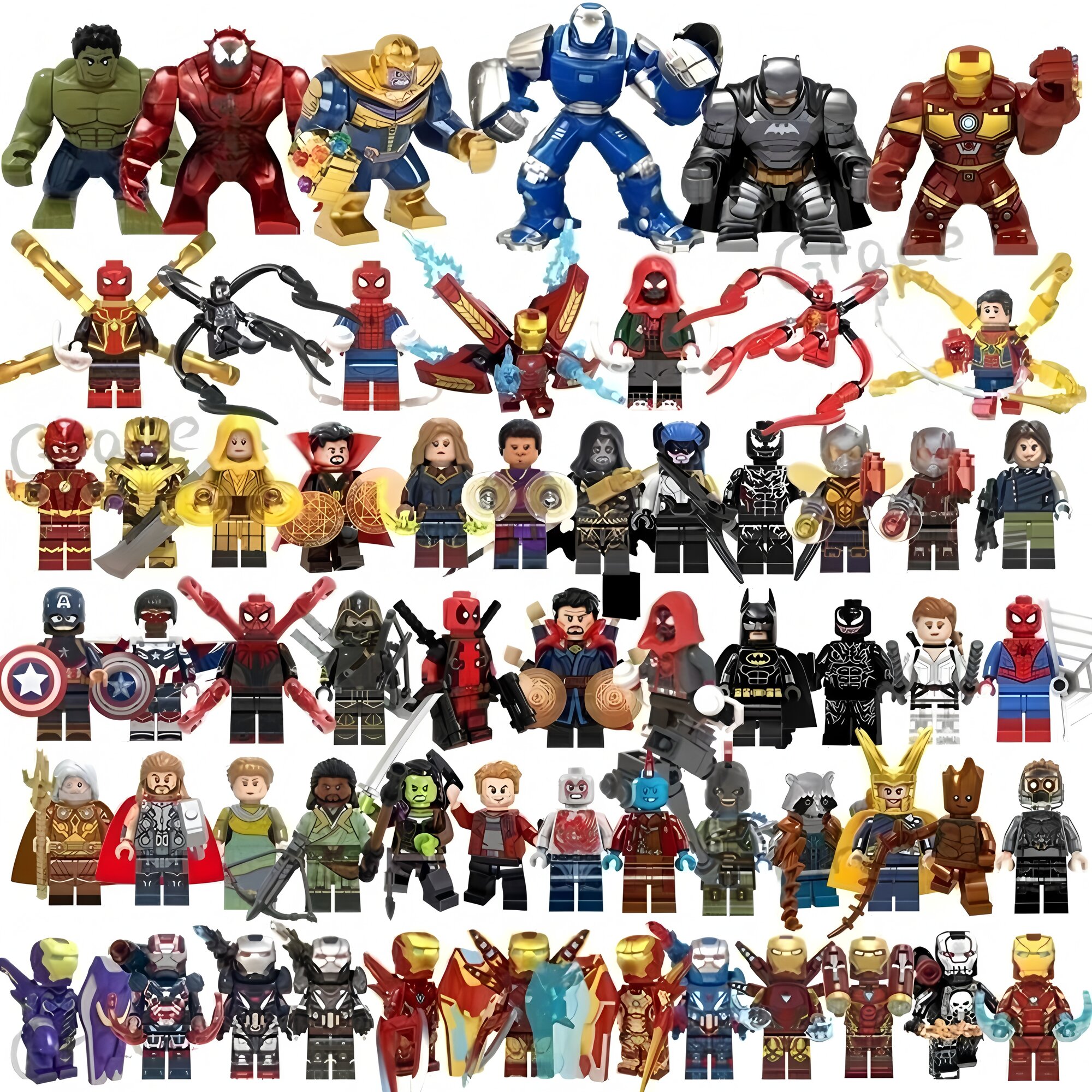 Фигурки Marvel Action 48+2 Большие минифигурки/Фигурки супергероев Marvel/Минифигурки Мстителей