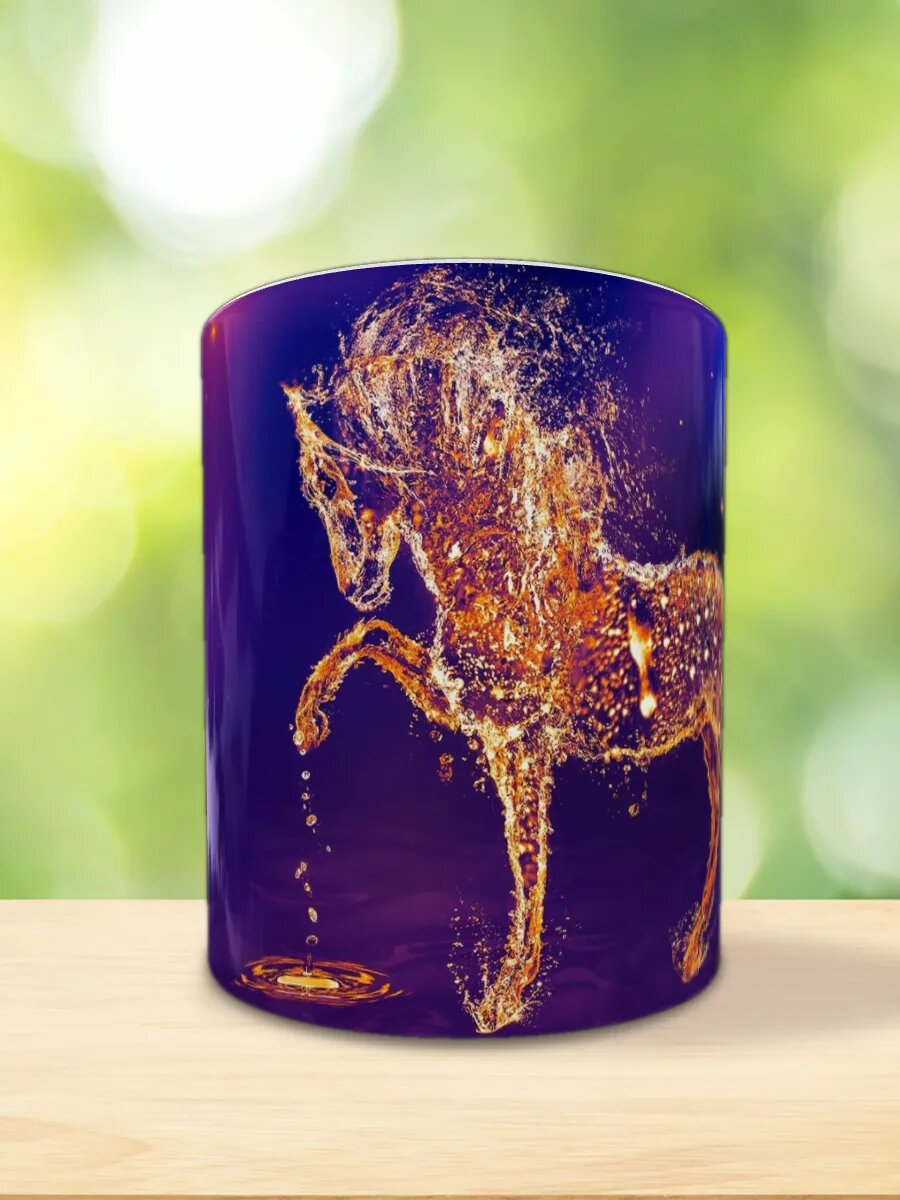 Кружка Лошадь из светящейся жидкости