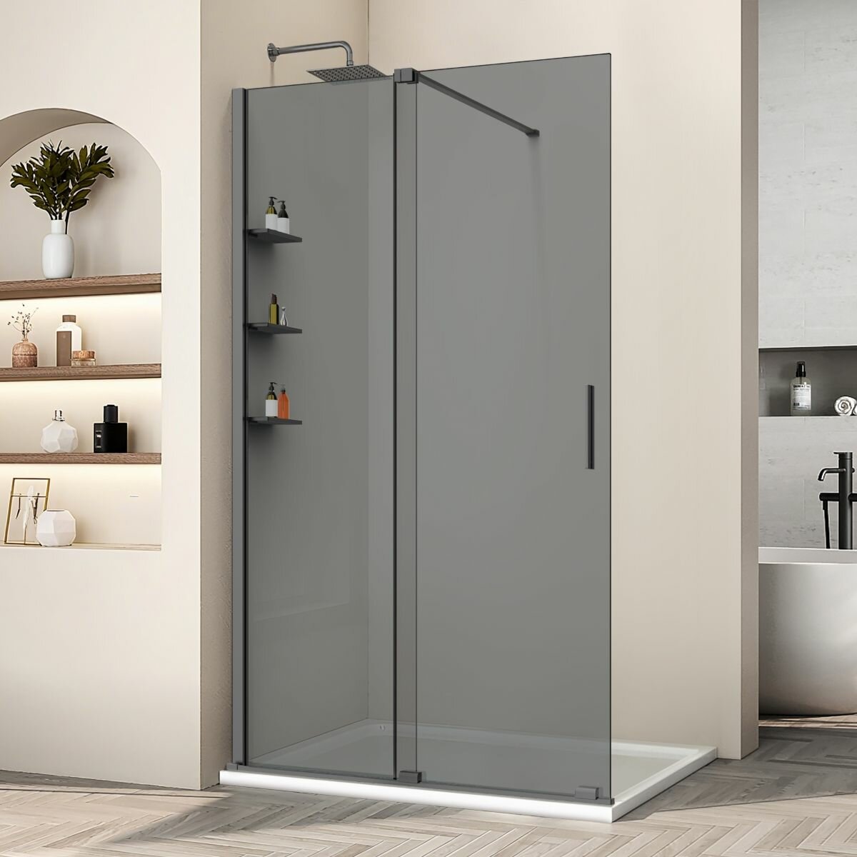 Душевая перегородка Vincea Волк-Ин (Walk-In) VSW-1WSL120CGGM, 1200*2000, вороненая сталь, стекло тонированное