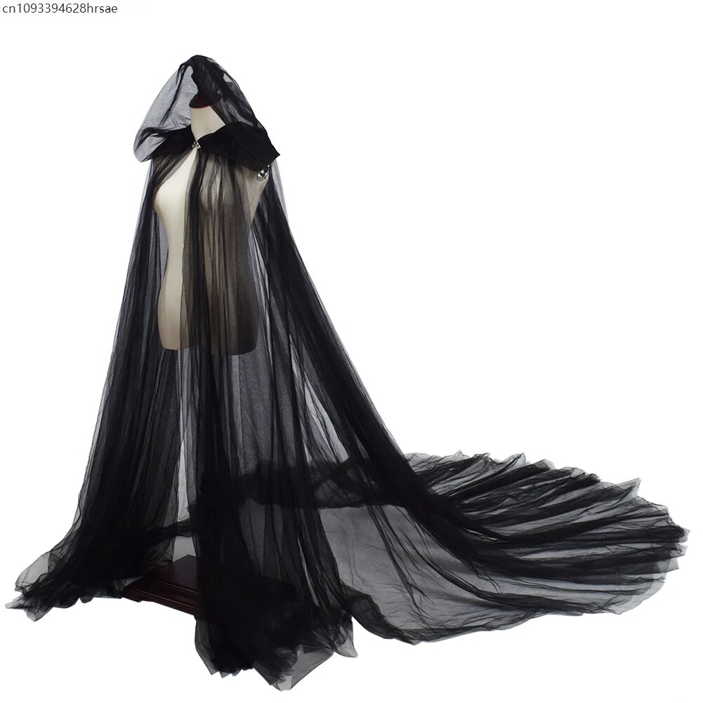 Женский плащ ведьмы CEENIU Черный, Solid black