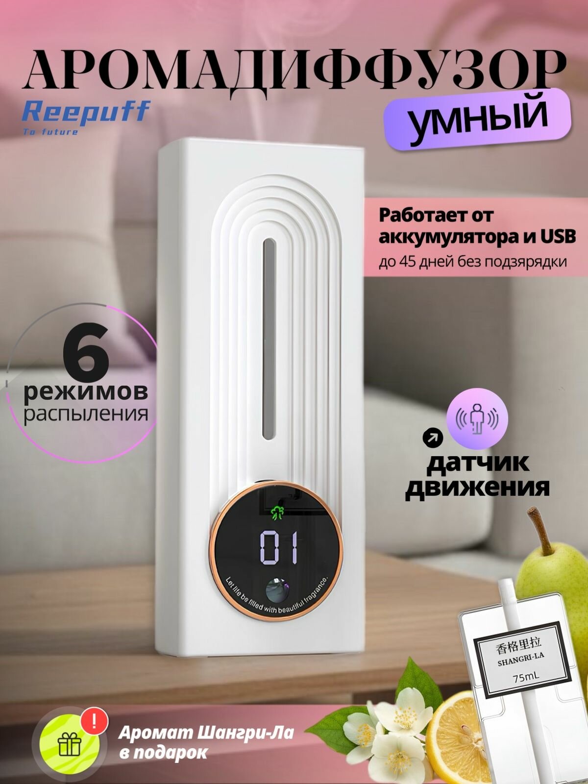 Умный аромадиффузор электронный для дома+эфирное масло