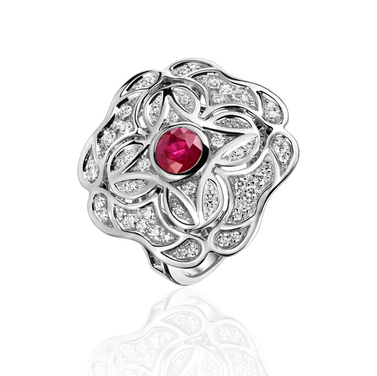 Кольцо, белое золото, 585 проба