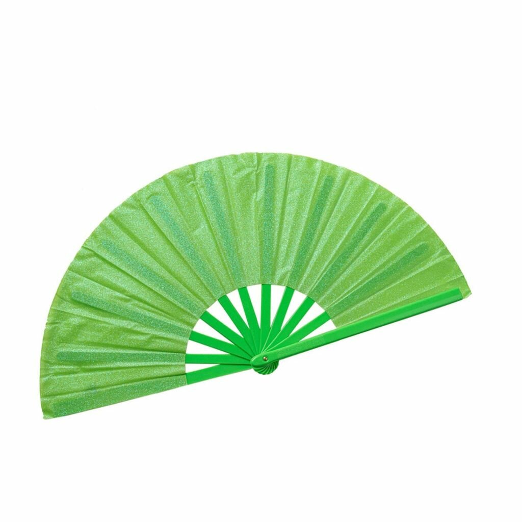 Большой складной веер с блестками для концертов, вечеринок, фестивалей, Зеленый