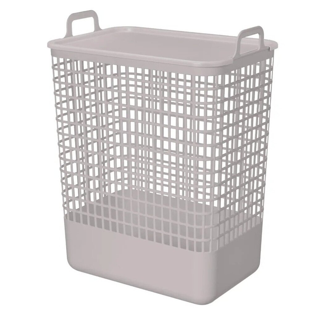 Корзина для белья 35л с крышкой "Kово", светло‑бежевый, пластик, 38×26×50 см – удобное хранение и защита от пыли