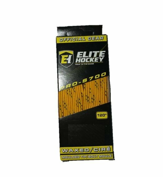 Шнурки для коньков хоккейных Elite Hockey Pro-S700 120" (305см) с пропиткой, желто-синие