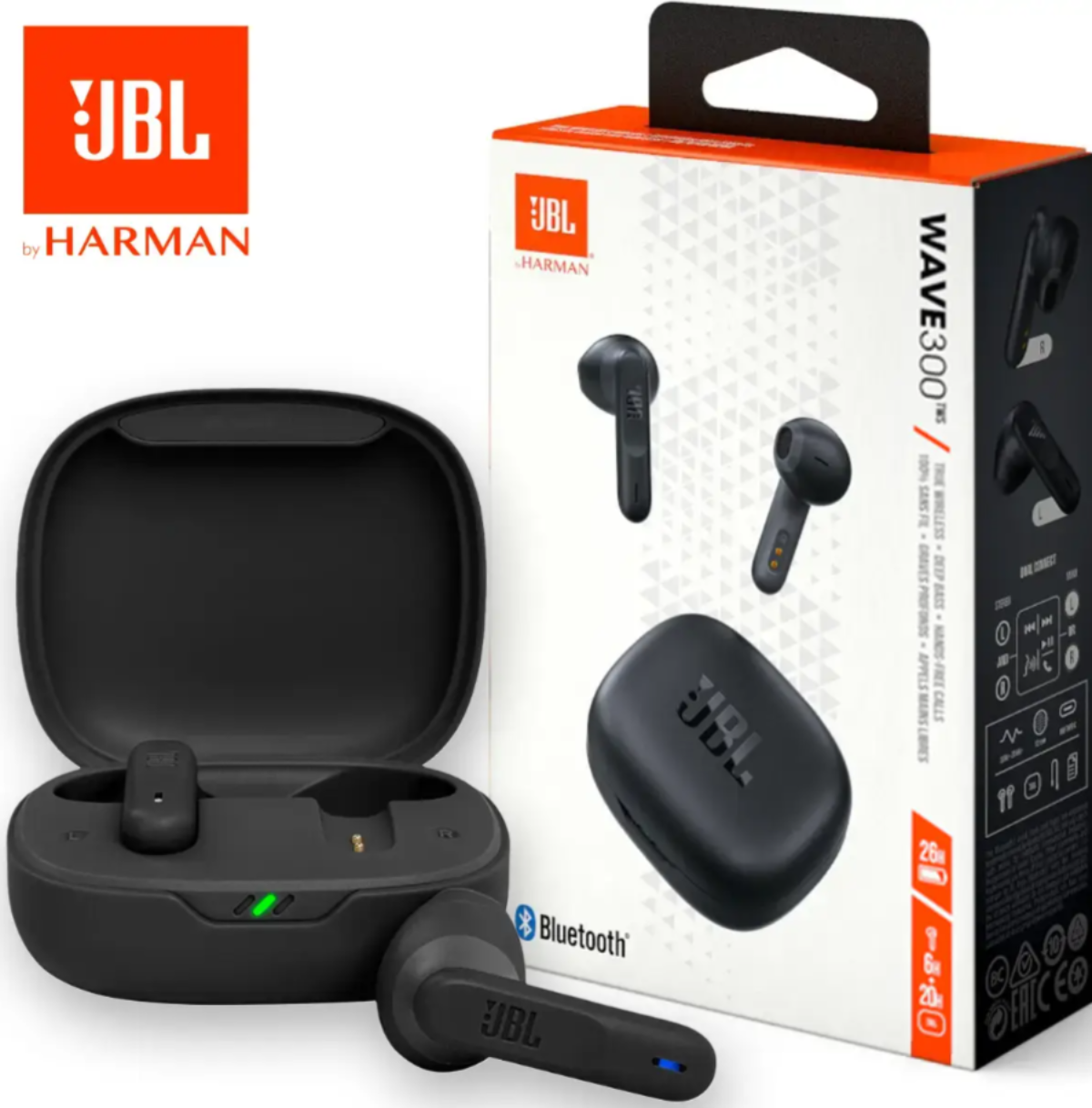 Беспроводные TWS-наушники Wave 300 Black/черные, Bluetooth 5.2, с сенсорным управлением