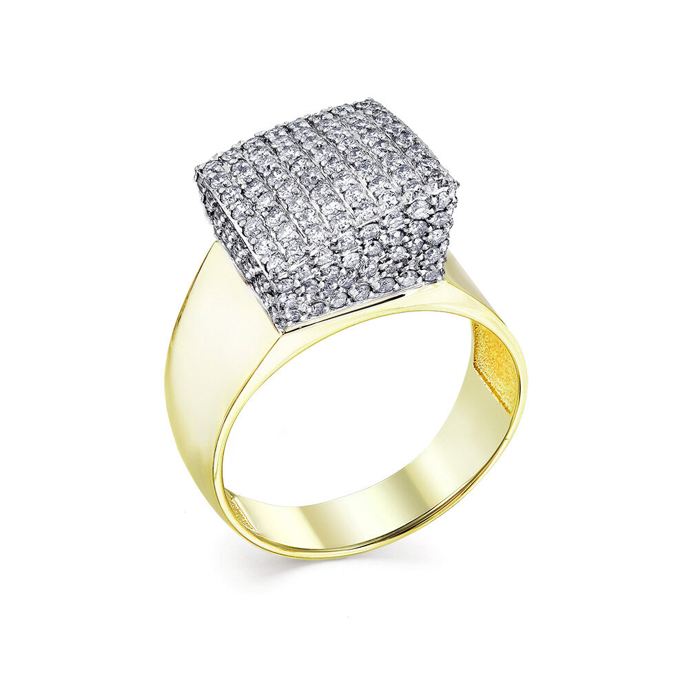 Кольцо Master Brilliant, желтое, комбинированное, белое золото, 585 проба, родирование, бриллиант