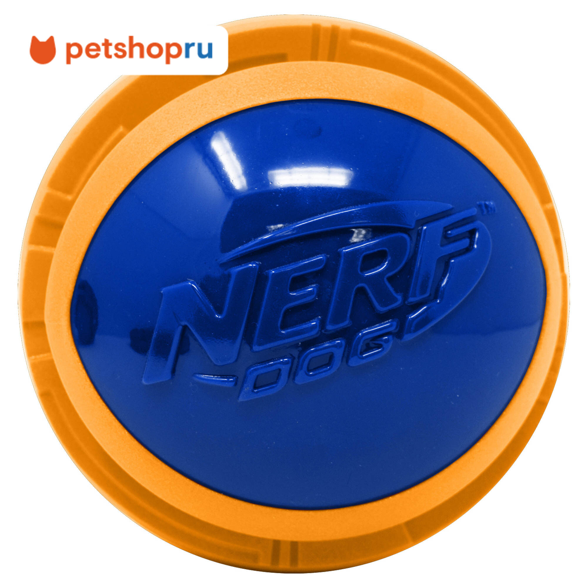 Nerf Мяч из вспененной резины и термопластичной резины для собак, 10 см (серия "Мегатон"), (синий/оранжевый)