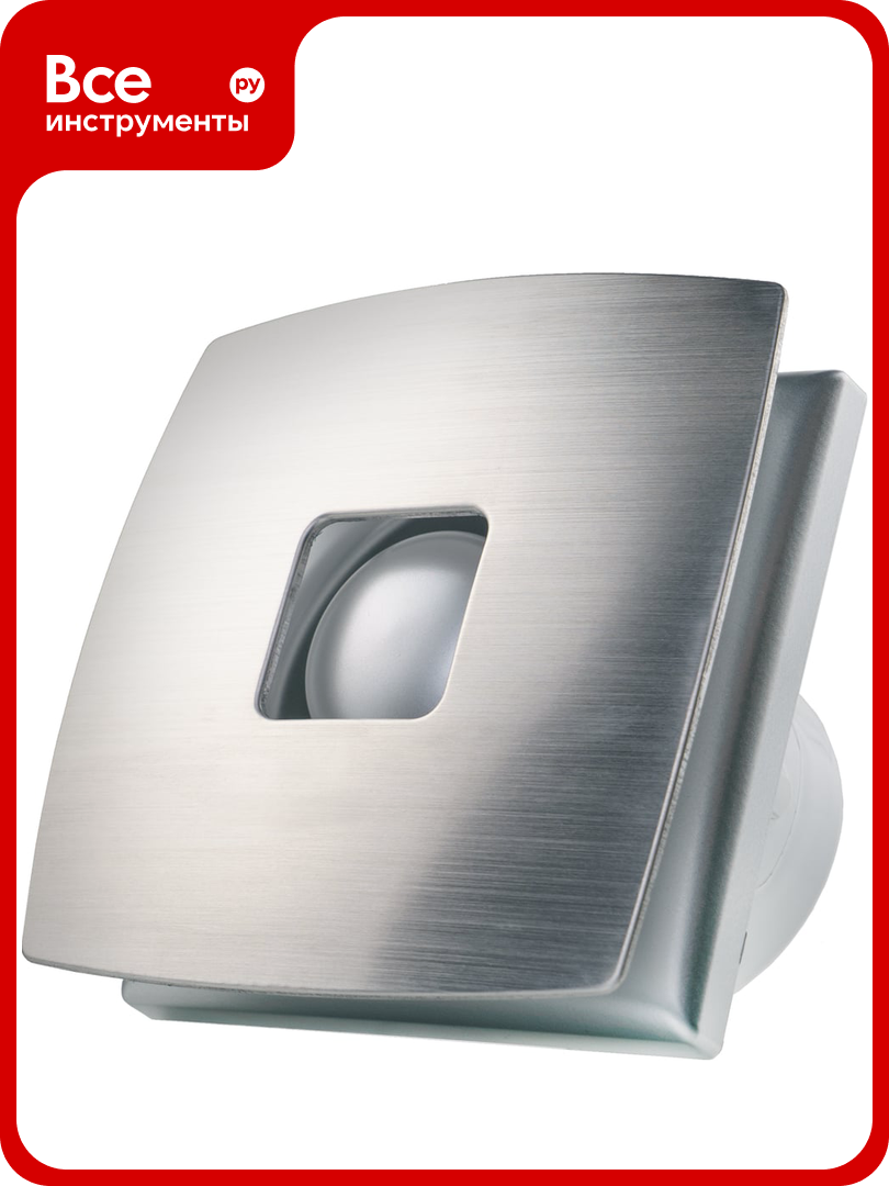 Вентилятор вытяжной VENTSFERA с лицевой панелью из шлифованного алюминия, с датчиком влажности, таймером и обратным клапаном 100 EURO Aluminum panel, D 100 малошумный 9A-10M EURO Alu WHS для вытяжной вентиляции