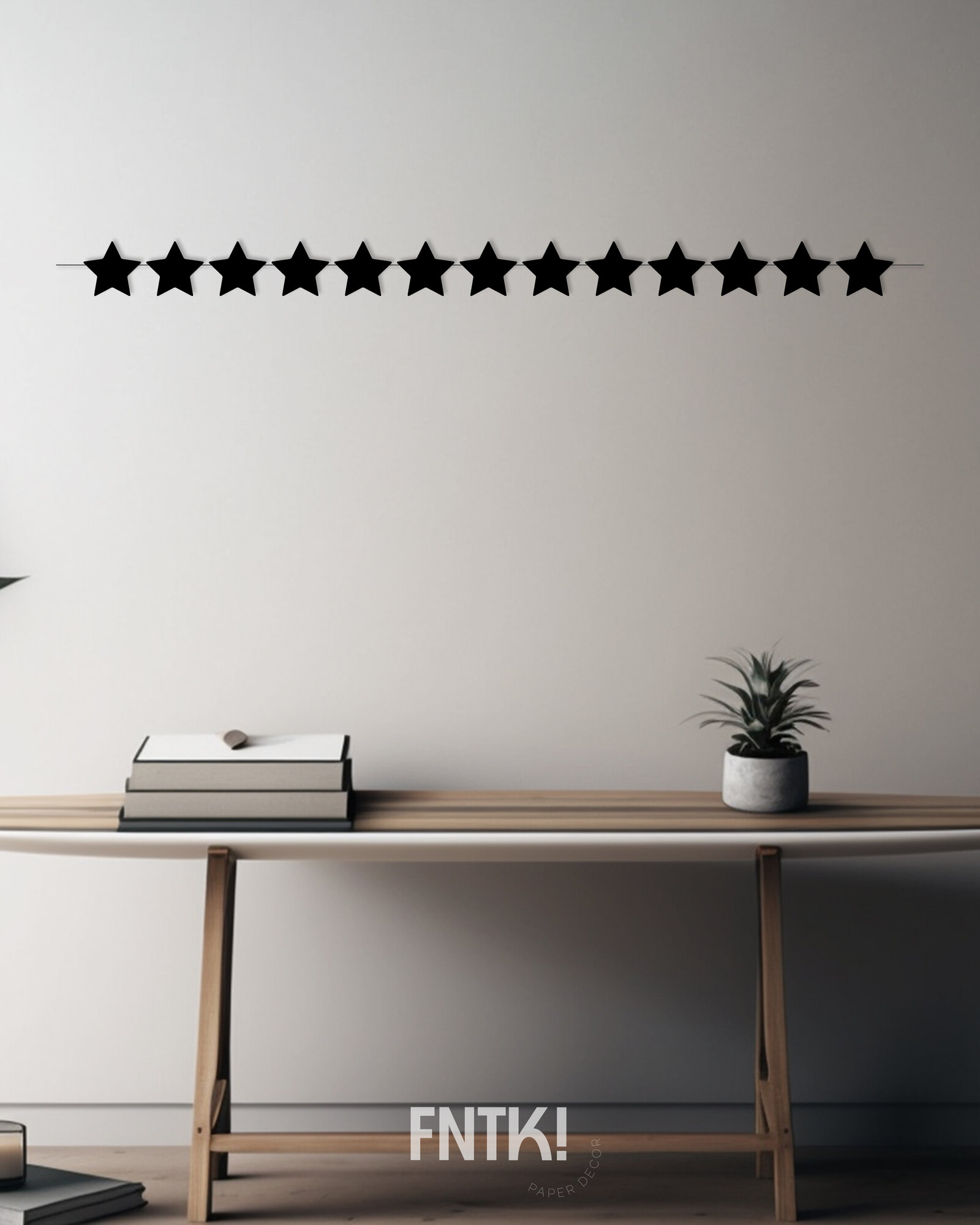 Гирлянда растяжка звёзды черные фигуры, 6 см, бумага, для праздника, фотозоны, декора