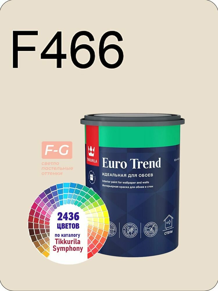 Краска для обоев Tikkurila Euro Trend 0,9л. светло-пастельные оттенки F466