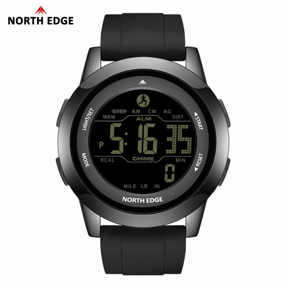North Edge Apollo Спортивные Цифровые Часы Водонепроницаемые 50 М Многофункциональные С Шагомером, Хронографом И Двумя Временами