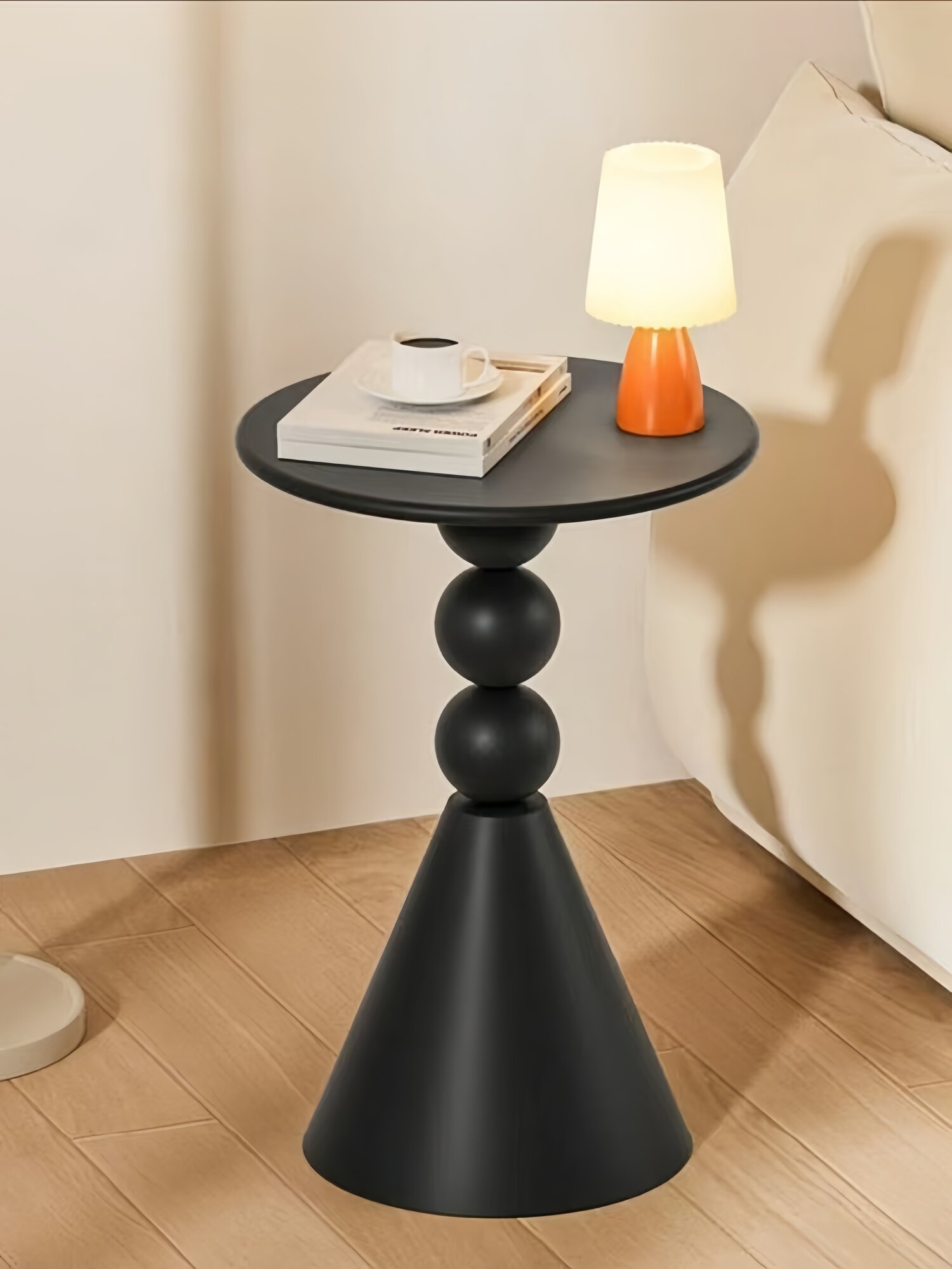 Журнальный стол "Креативный европейский", металл, лакированный, круглый, чёрный