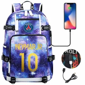 Школьный рюкзак Football Neymar. с зарядкой USB для ноутбука