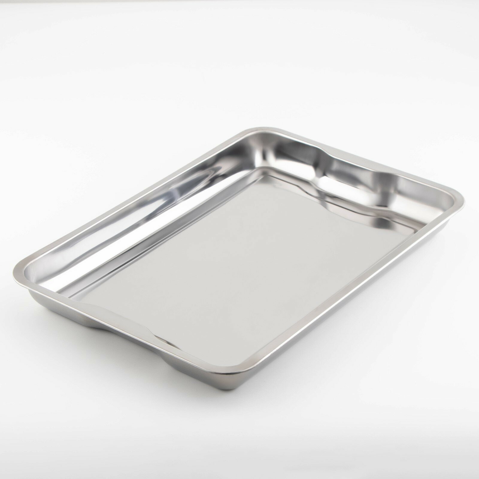 Поднос стальной, 430 сталь, прямоугольный, 49×34×4.5 см, серебристый