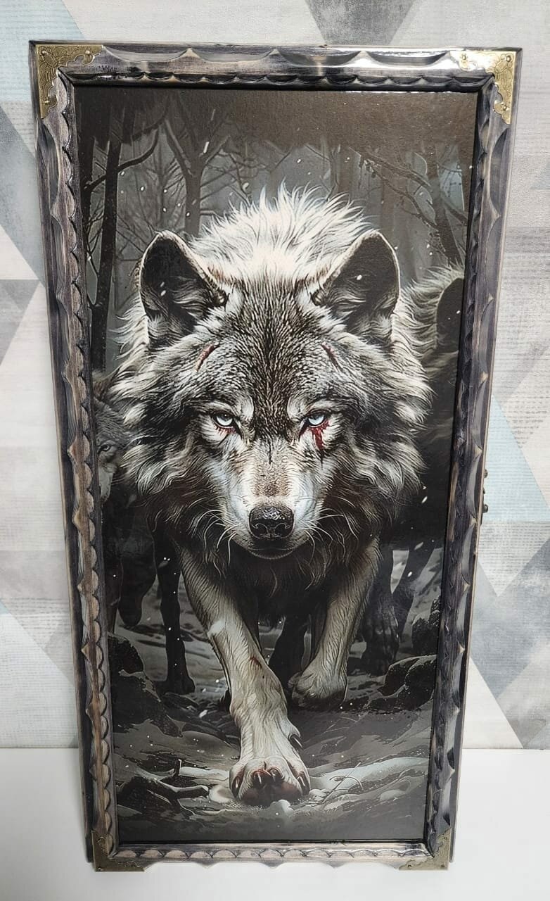 Нарды большие деревянные 60 на 60 "Волчий взгляд 2"