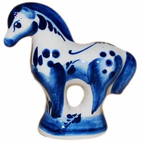 Лошадка малая 7см, гжель, Символ года 2026, коллекционный сувенир, подарок на Новый год, рождество