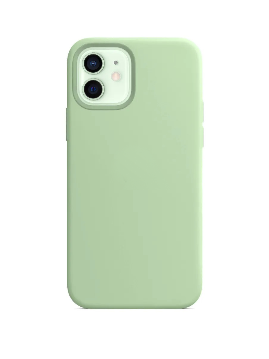 Чехол силиконовый Магсейф для iPhone 12 Mini Pistachio с анимацией NFC, Silicone case Магсейф для айфон 12 мини - Фисташковый