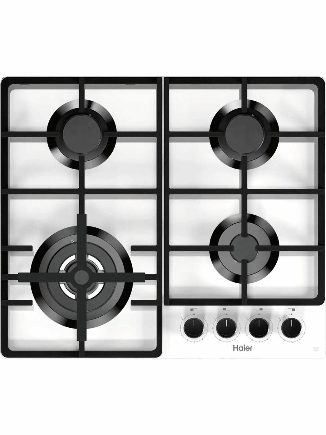 Варочная панель Haier HHQ-G64CTHW, 4 конфорки, 60 см, белая, газ-контроль