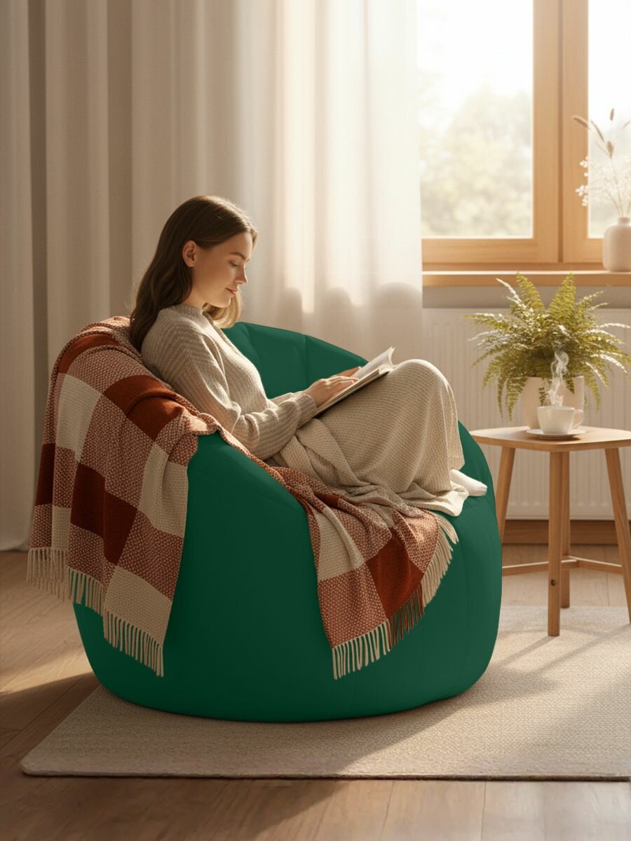 Кресло-мешок Butterfly Light Sofa - Forest Green (велюр, изумрудный) - кресло для чтения и отдыха