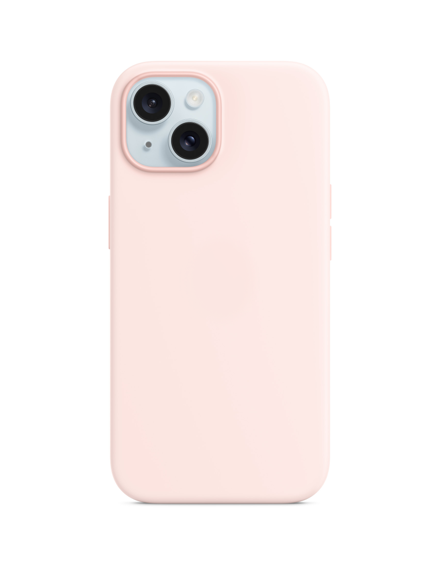 Чехол силиконовый Магсейф для iPhone 15 Light Pink с анимацией NFC, Silicone case Магсейф для айфон 15 - Светло-розовый