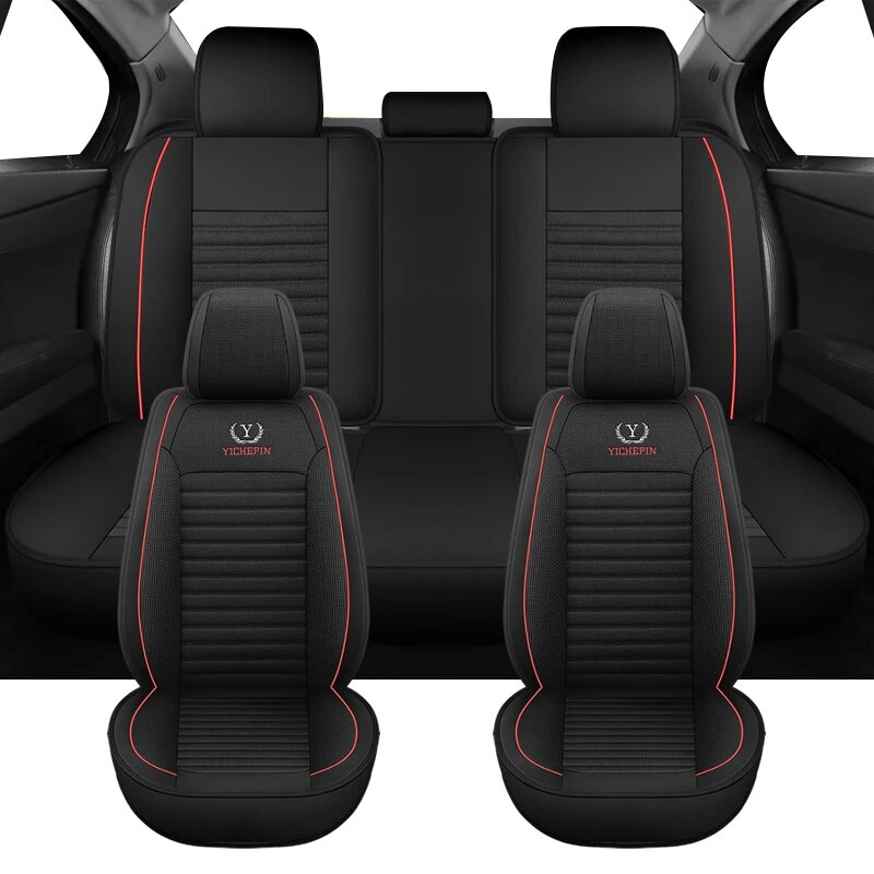 FLAX Универсальные чехлы на автомобильные сиденья для Audi 100 Q7 4L Q5 Q2L Q3 A3 8P 8V A4 B8 B7 A6 C5 C6 4F A7 Полный комплект авто аксессуаров для интерьера Black