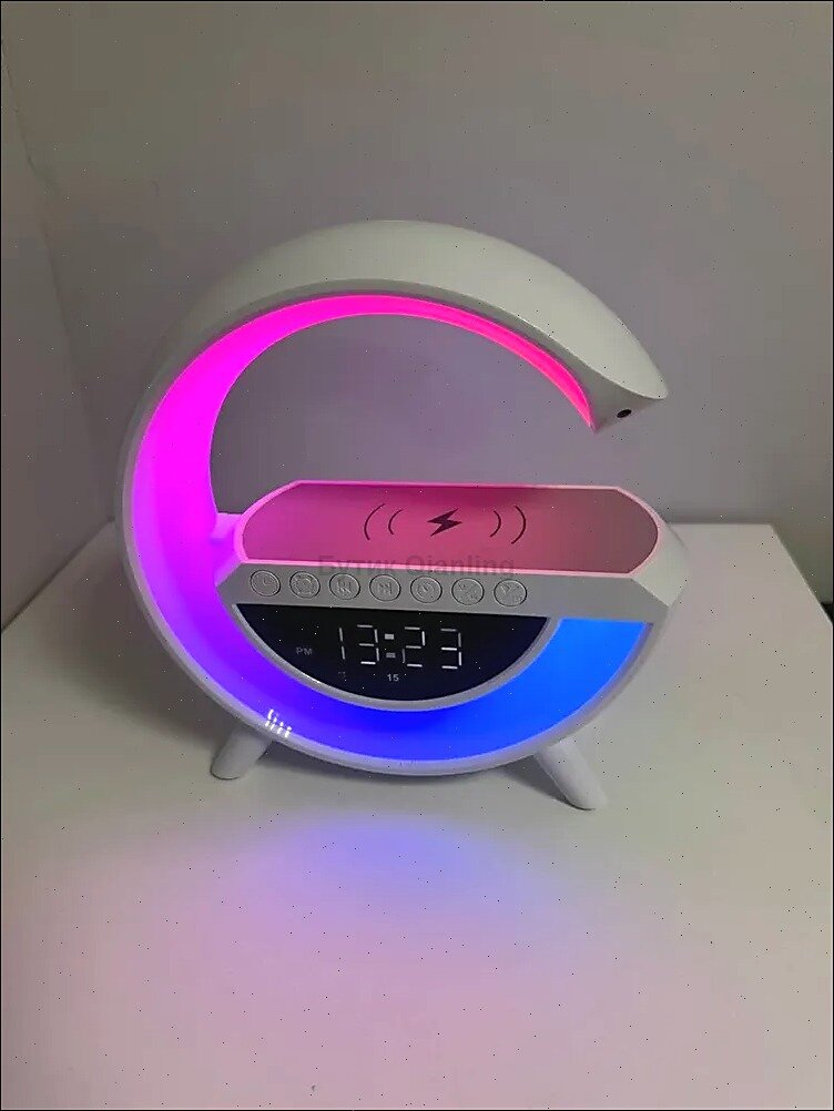 Умный светодиодный RGB светильник, лампа, ночник Bluetooth с беспроводной зарядкой, колонкой и встроенным аккумулятором