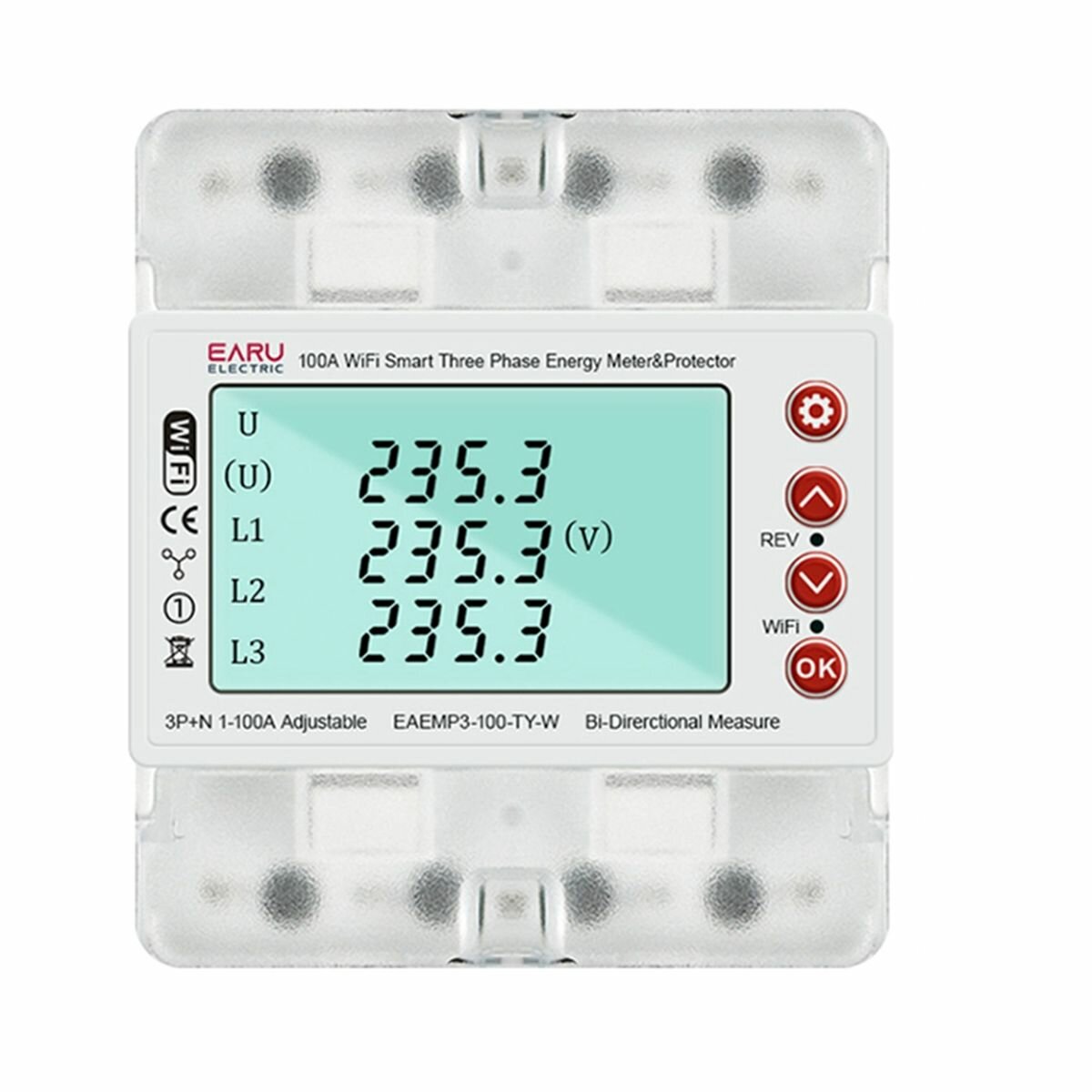 3 фазы 380 В 100 А Tuya WiFi Smart двунаправленный счетчик электроэнергии кВтч реле защиты от пониженного напряжения