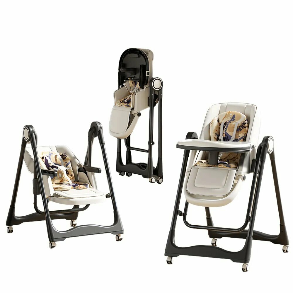 Стульчик для кормления 4 в 1, детский кресло-качалка, складной, растущий, который используется для детей в возрасте от 0 до 4 лет, обновлённая модель, GlanzHeim S350