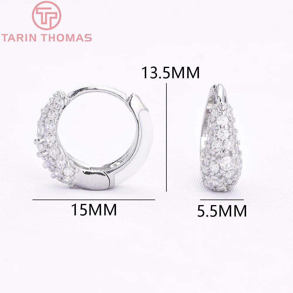 Серьги из латуни с цирконом TARIN THOMAS, 24-каратное золото, 4 шт.