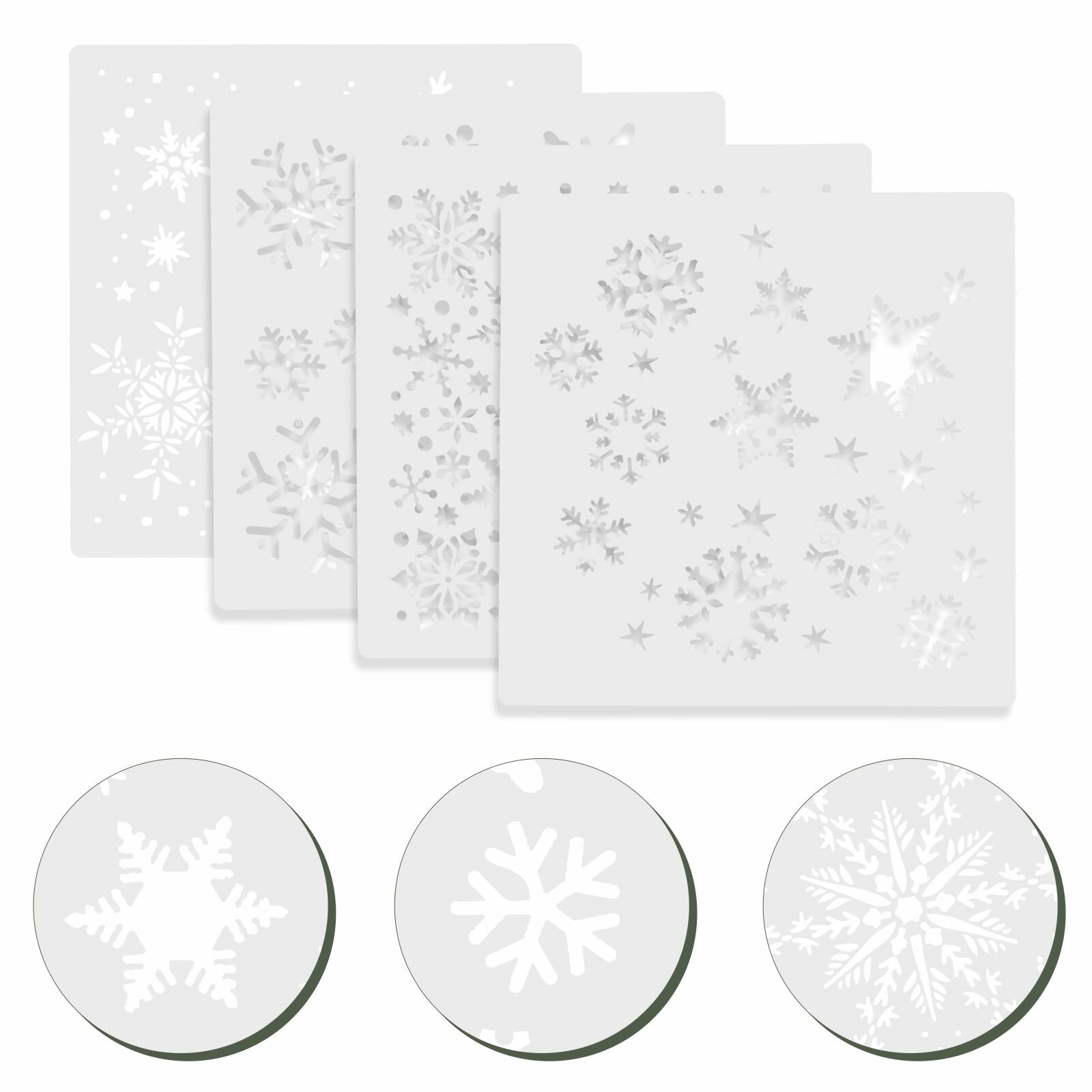 Трафареты Для Живописи СSnowflake Узором, Высокое Качество, Комплект Из 4 Штук 20X20X0 10Cm