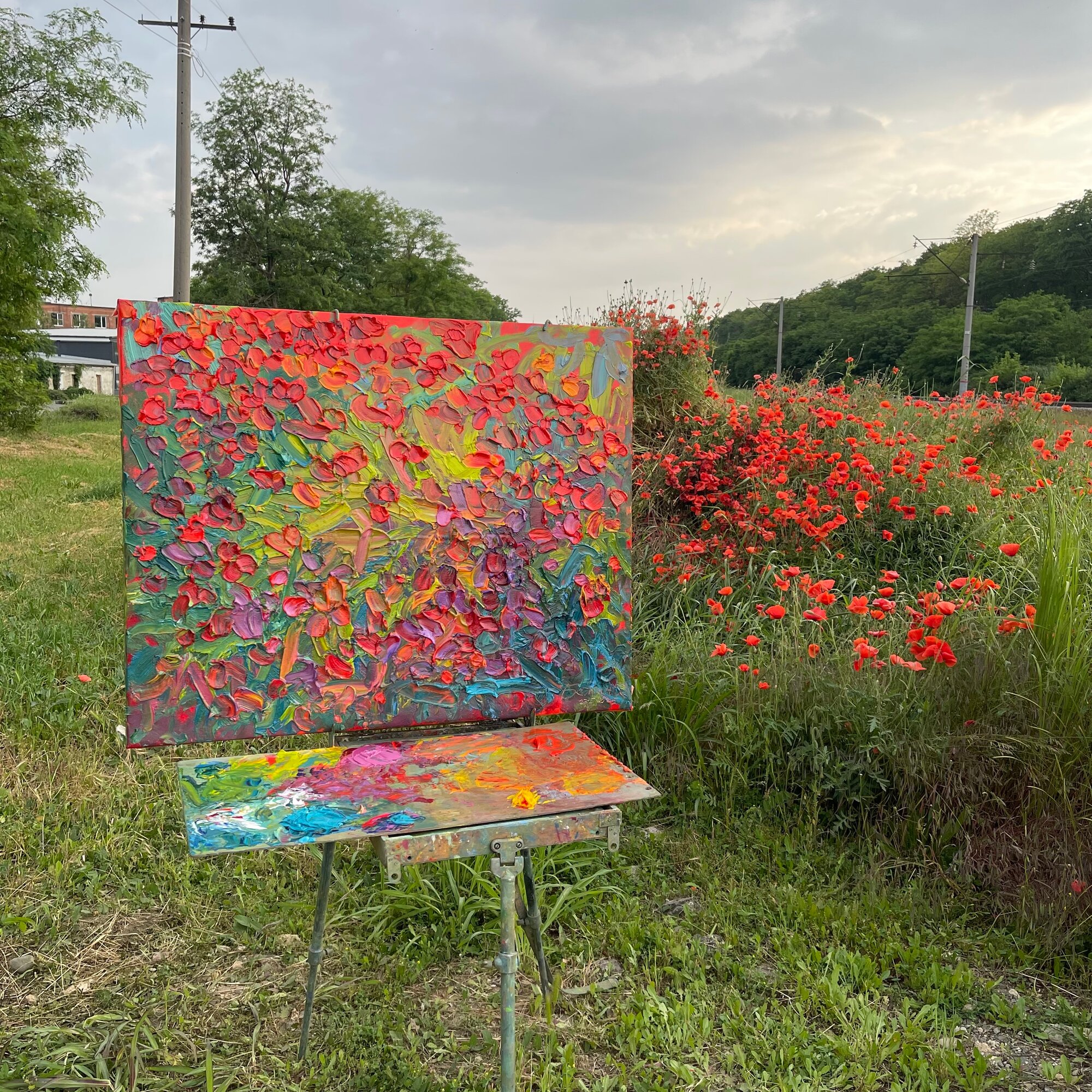 Картина современная живопись Маки, художник Ольга Бежина, 80х100 см, холст, масло