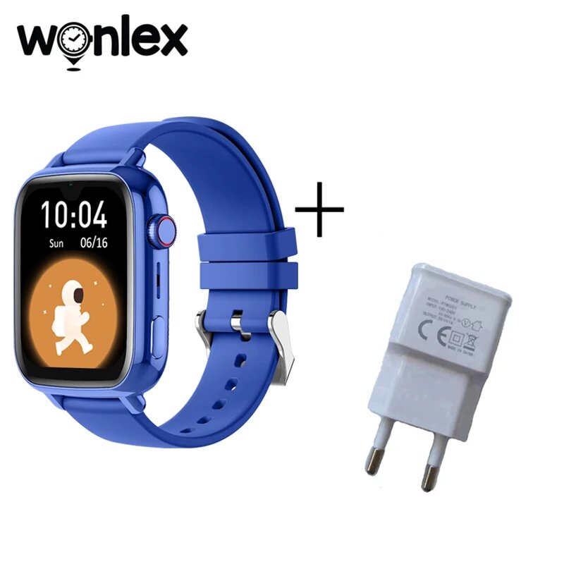 Wonlex KT34 детские умные часы 4G Синий, blue and plug