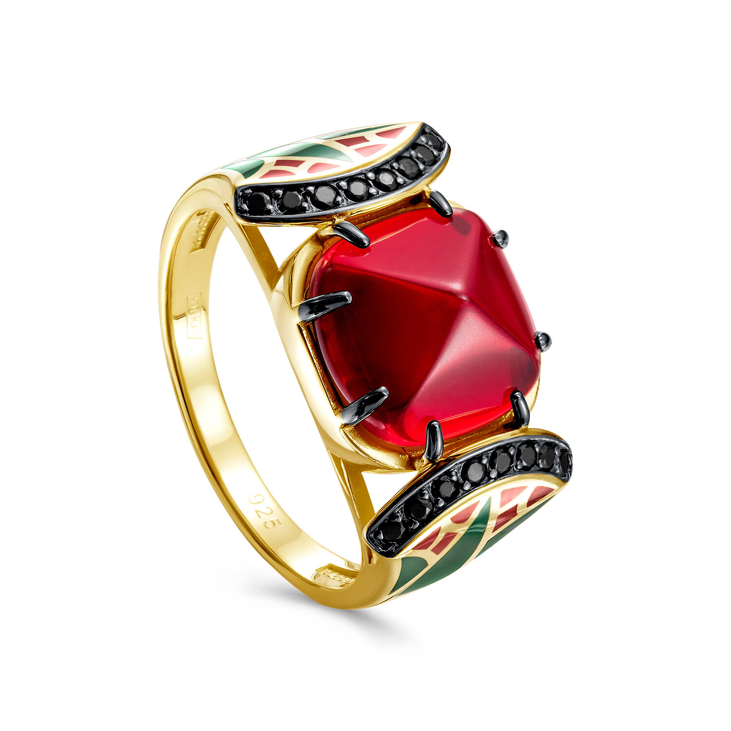 Кольцо тонкое, серебро, 925 проба, алпанит, фианит