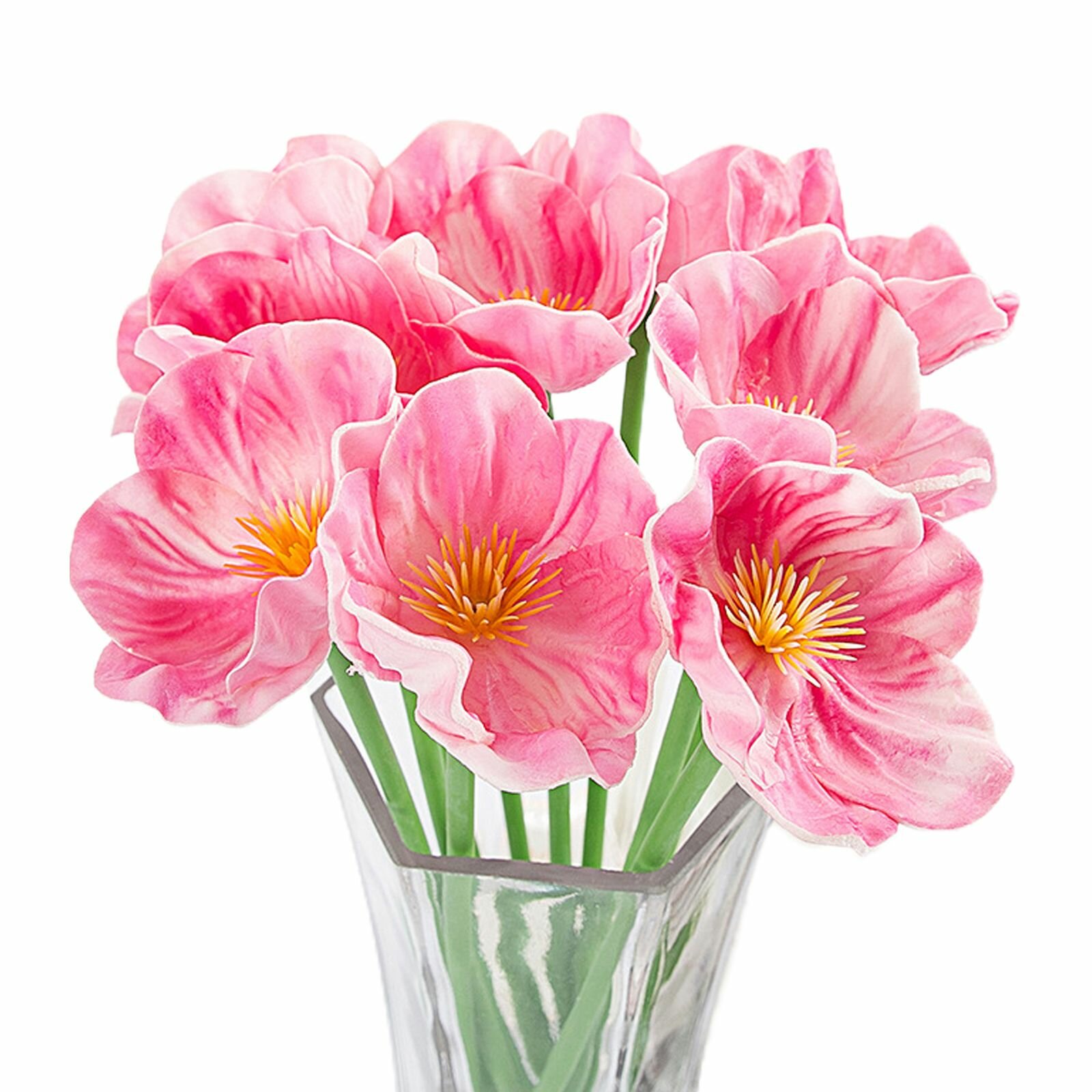 10 искусственных маков розовый