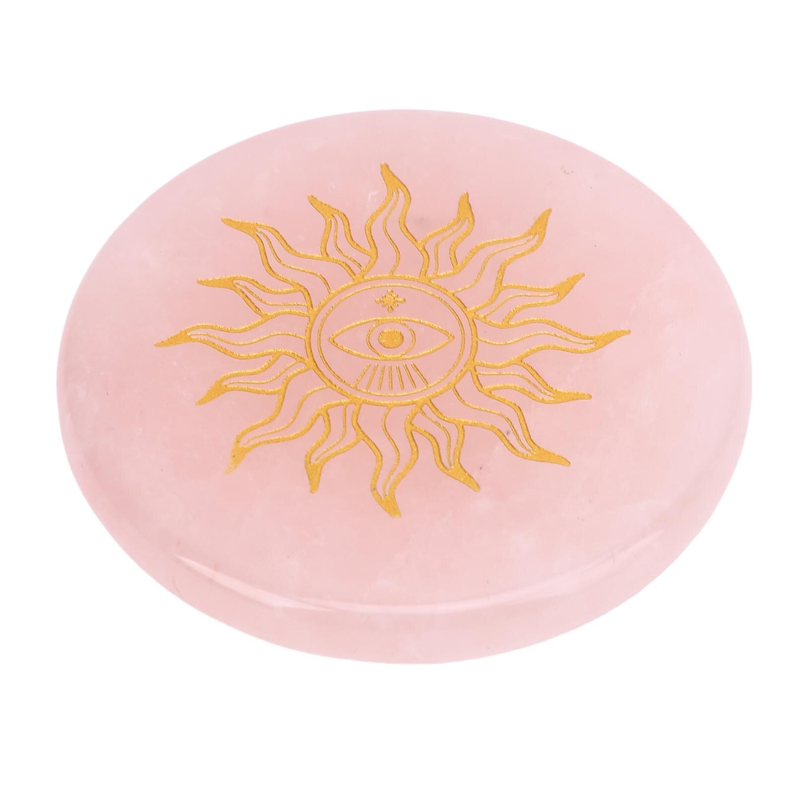 Гравированный кристалл розового кварца, гладкий полированный камень розового кварца для йоги и медитации, тип 1.