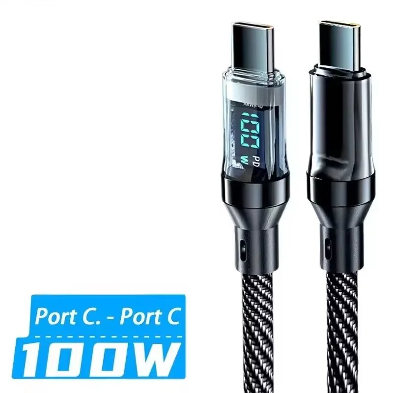 USB-кабель со сверхбыстрой зарядкой, 120 Вт, светодиодный цифровой дисплей, шнур для быстрой 1m, D