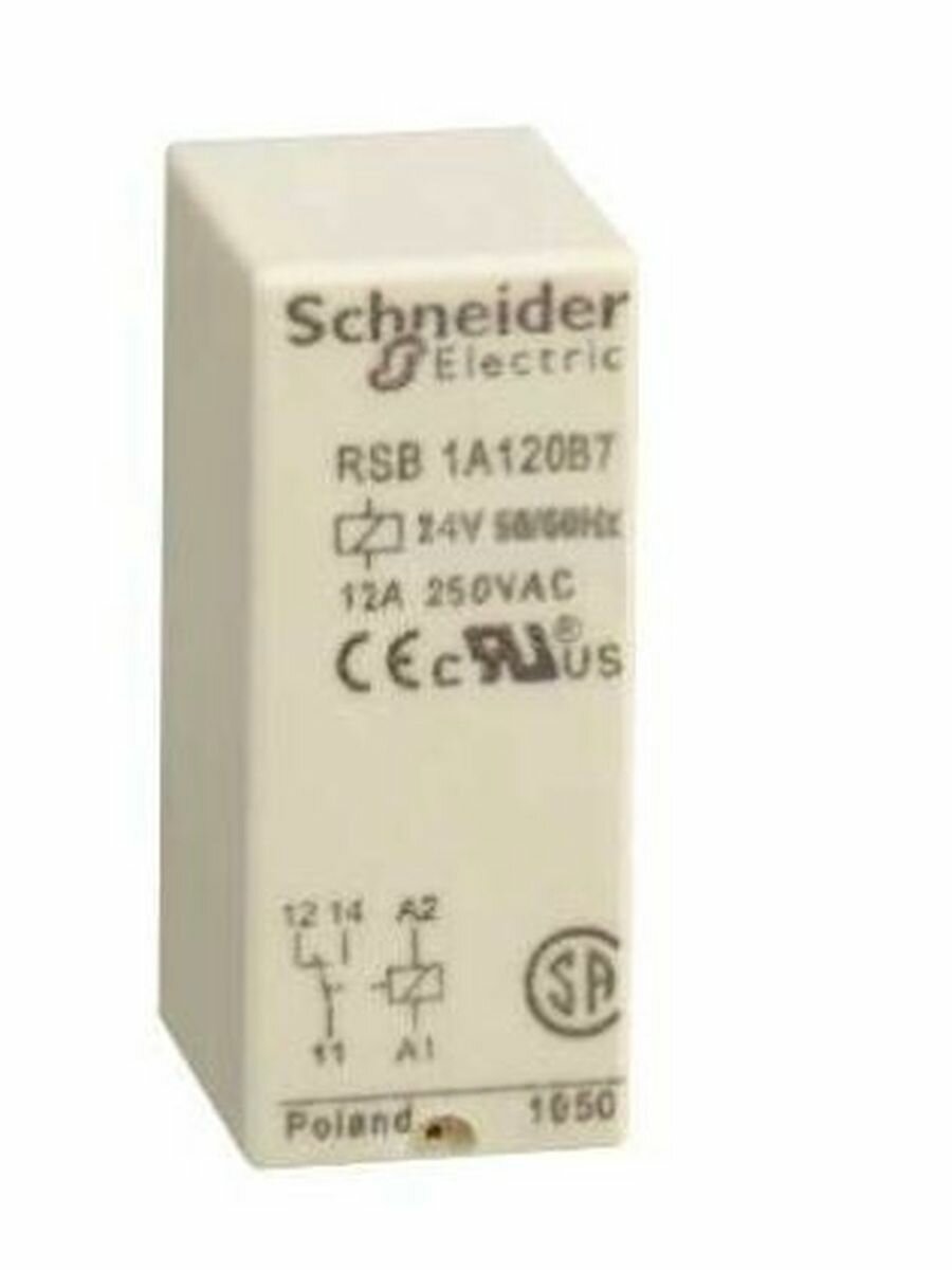 Реле интерфейсное, 1 перекидной контакт, 24В пер. ток