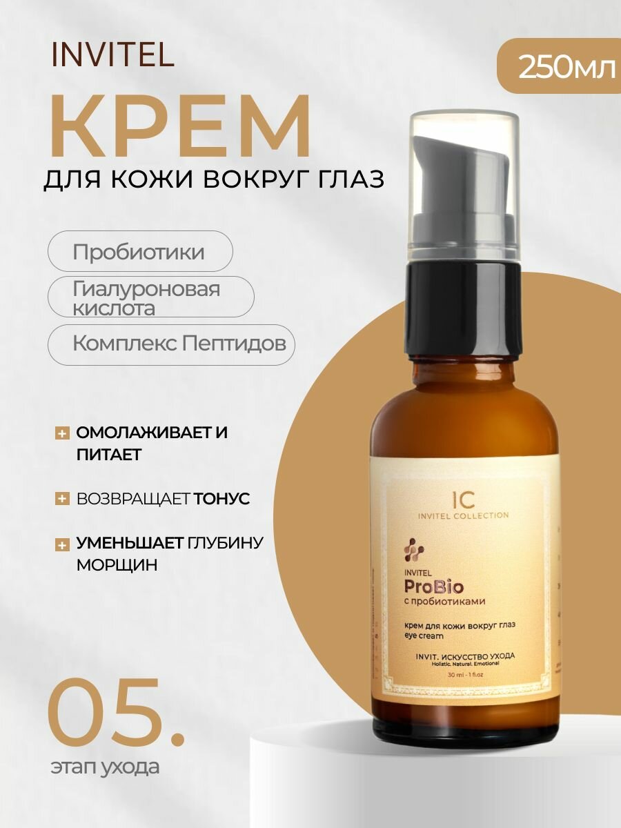 Invitel ProBio eye cream - Крем для кожи вокруг глаз пробиотиками, увлажняющий, питательный, 30 мл