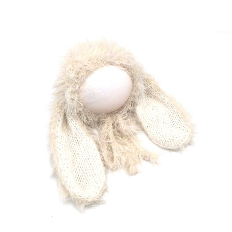 Детская вязаная шапочка с ушками кролика, Бежевый