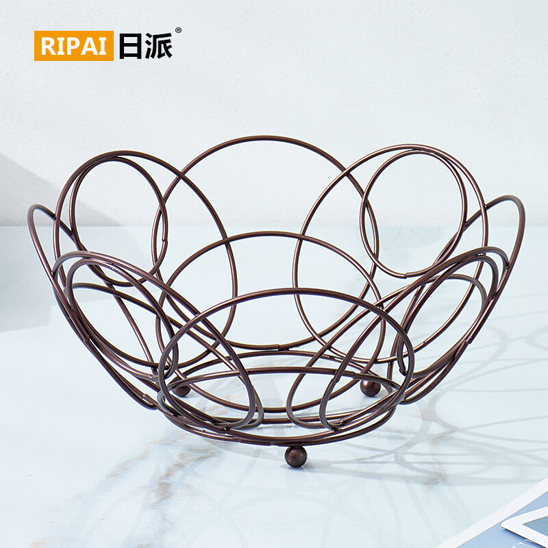 Железная художественная корзина для фруктов, фруктовая тарелка, хранение закусок на журнальном столике в гостиной, креативная фруктовая корзина, фруктовая тарелка, легкая роскошь, высококачественное ощущение