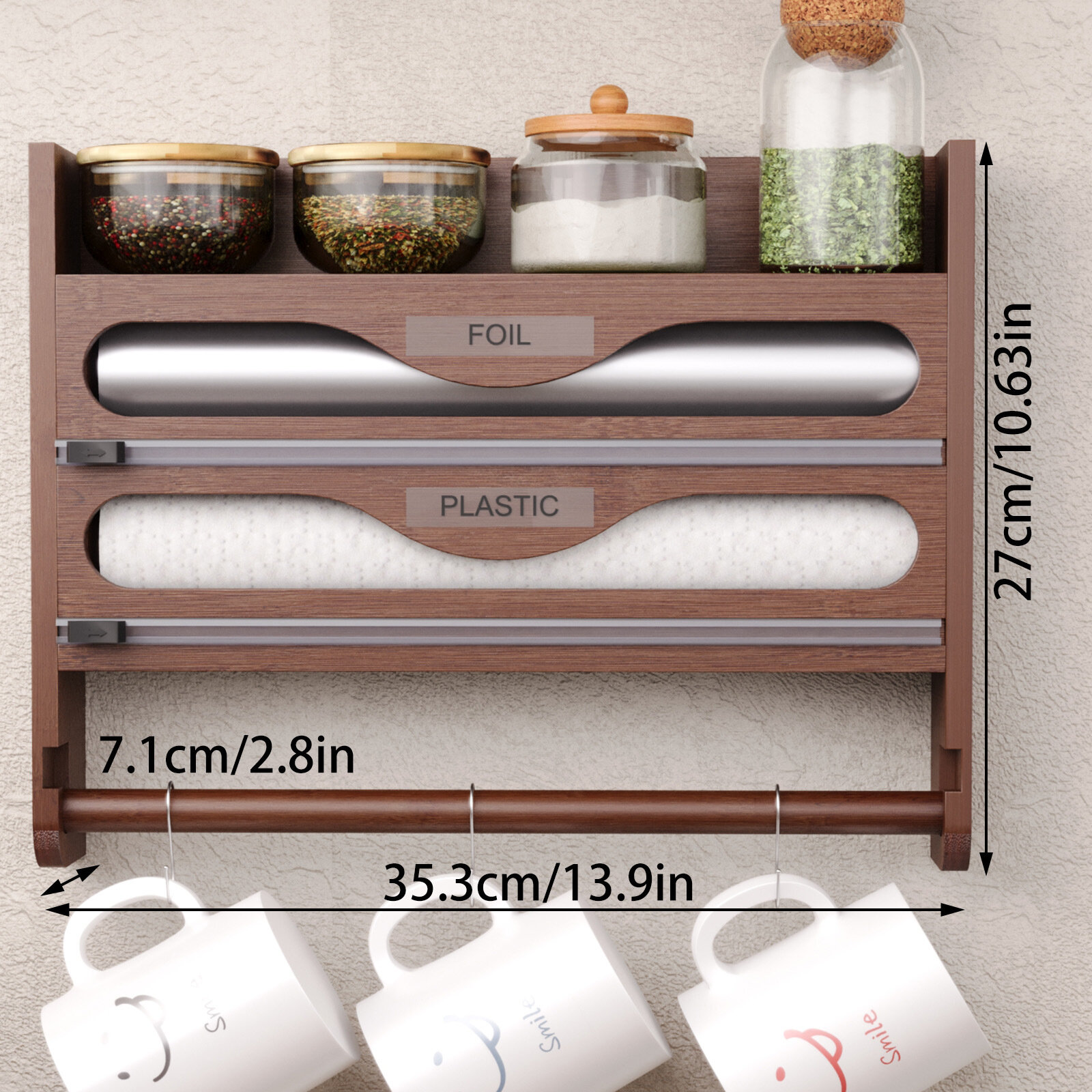 Настенный универсальный бамбуковый резак для пищевой пленки, многослойная фольга, корейская простая коробка для хранения с несколькими отделениями
